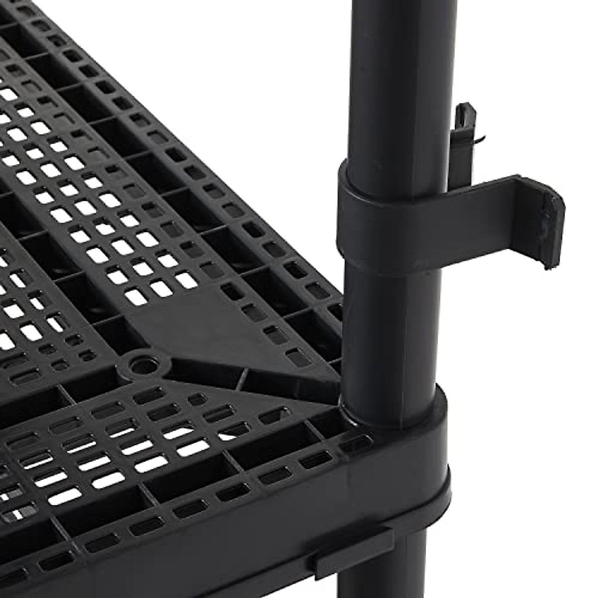 Gracious Living 14" x 32" x 54.5" 4-Shelf Tier Resin Multi-Purpose Medium Duty Indoor Garage Storage Organizer Shelves, Black