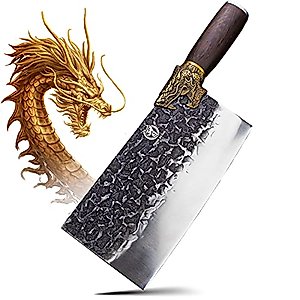 ZENG JIA DAO Meat Cleaver Knife - Forged Meat Cleaver 7.7 inch - Kitchen Chef Cleaver - Traditional Chinese Longquan Knife - High Carbon Steel - for Home Kitchen 2023 Gift
