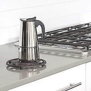 gasaré, Trivet for Hot Dishes, Pots and Pans, Metal Trivet, Octopus Design, Cast Iron, Rubber Feet Caps, Ring Hanger, 8 Inches, Brown Finish, 1 Unit