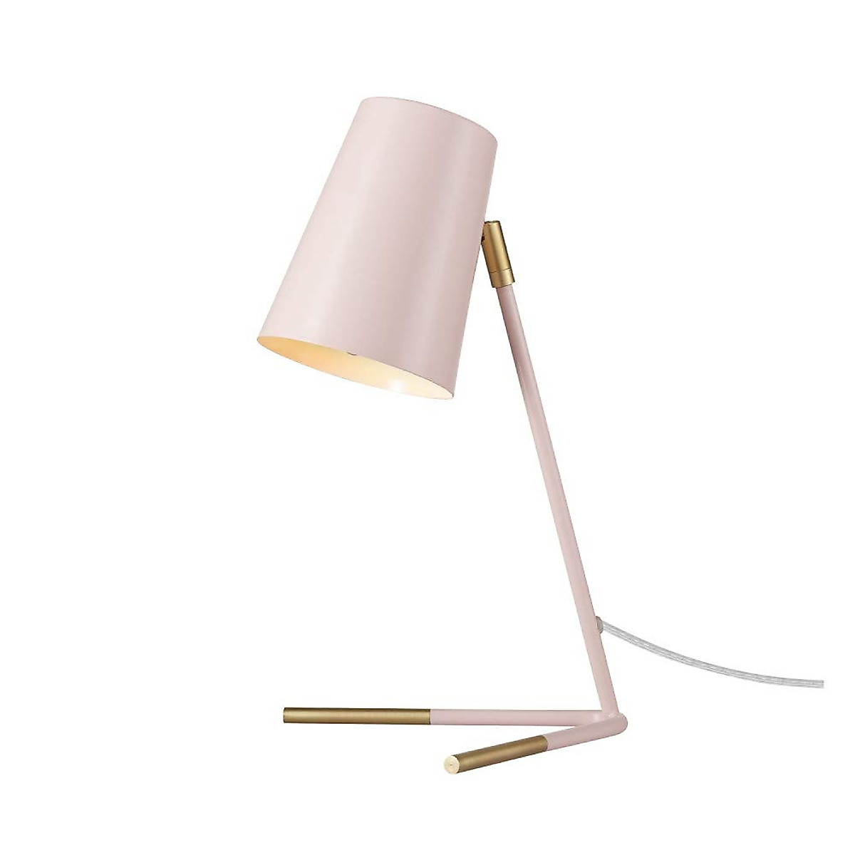 Globe Electric 67338 Novogratz x Globe Dobby 16" Desk Lamp, Matte Rose, Matte Gold Legs, Clear Cord, in-Line On/Off Switch, Pink