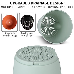 GARDIFE Plant Pots 8/7/6.5/6/5.5/5 Inch Self Watering Planters with Drainage Hole, Plastic Flower Pots, Nursery Planting Pot for All House Plants, African Violet, Flowers, and Cactus,Green