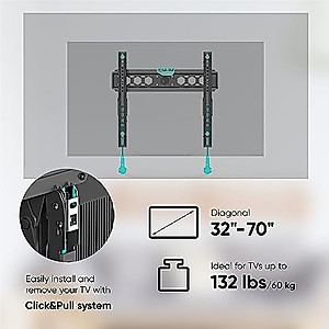 ONKRON Tilting TV Wall Mount for 32-70 Inch TV & Screen, Low Profile TV Wall Mount up to 132 lbs, Slim Fit TV Wall Mount Tilt Down with VESA 75x75-400x400/Universal Wall Mount for TV Black