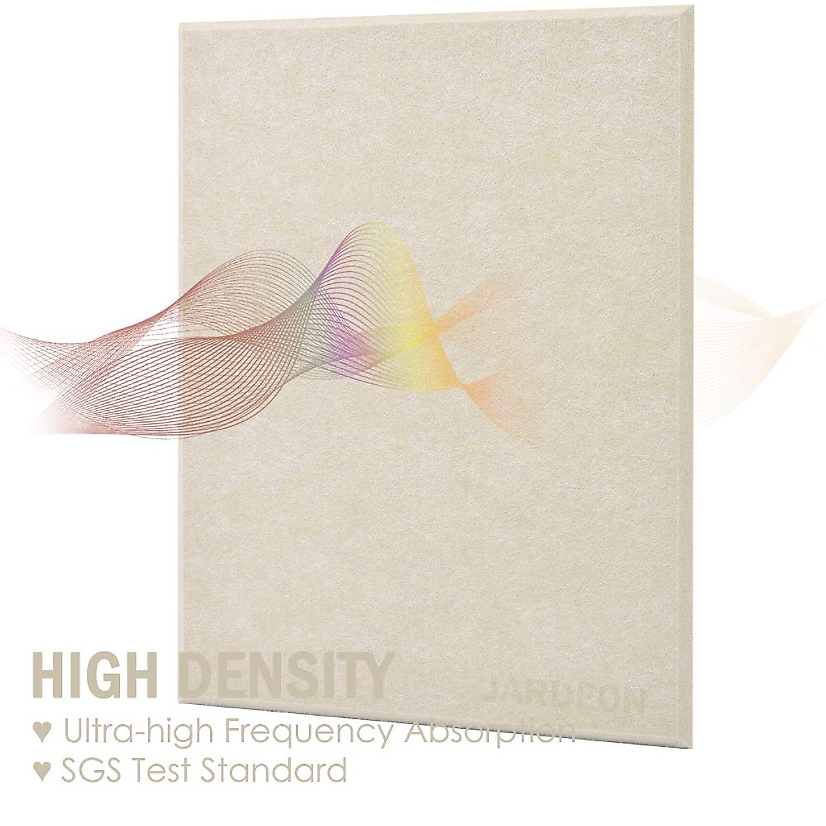 Jardeon Acoustic Absorption Panels Camel Sound Absorbing Padding Soundproof Wall Tiles, Beveled Edge, 16" X 12" X 0.4", 6 Pack