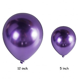 Purple Chrome Metallic Balloons 5 inch Helium Balloons Thick Latex Purple Arch 50PCS for Birthday Party Decorations Baby Shower Bridal Shower Wedding Engagement Anniversary Christmas Festival(Purple)