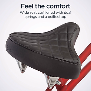 Schwinn Huron Beach Cruiser Bike for Adult, 3-Speed, Coaster Brake, 26-Inch Wheels, 17-Inch Step-Over Steel Frame, Full Front & Rear Fenders, Classic Handlebar, Red