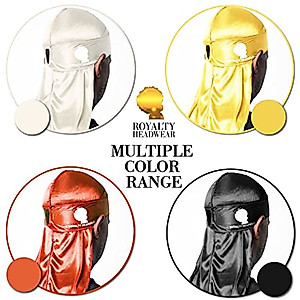 Royalty Headwear One Strap Silky Durag for Men - Premium Quality with Hook and Loop Closure Black Durag for Men 360, 540, 720 Waves