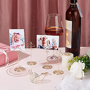 CHGCRAFT 12Pcs Tall Table Number Holder Place Card Holder Airplane Shape Metal Name Card Holder Stands for Photos Food Signs Memo Wedding Party Restaurants, Light Gold, 100x42mm