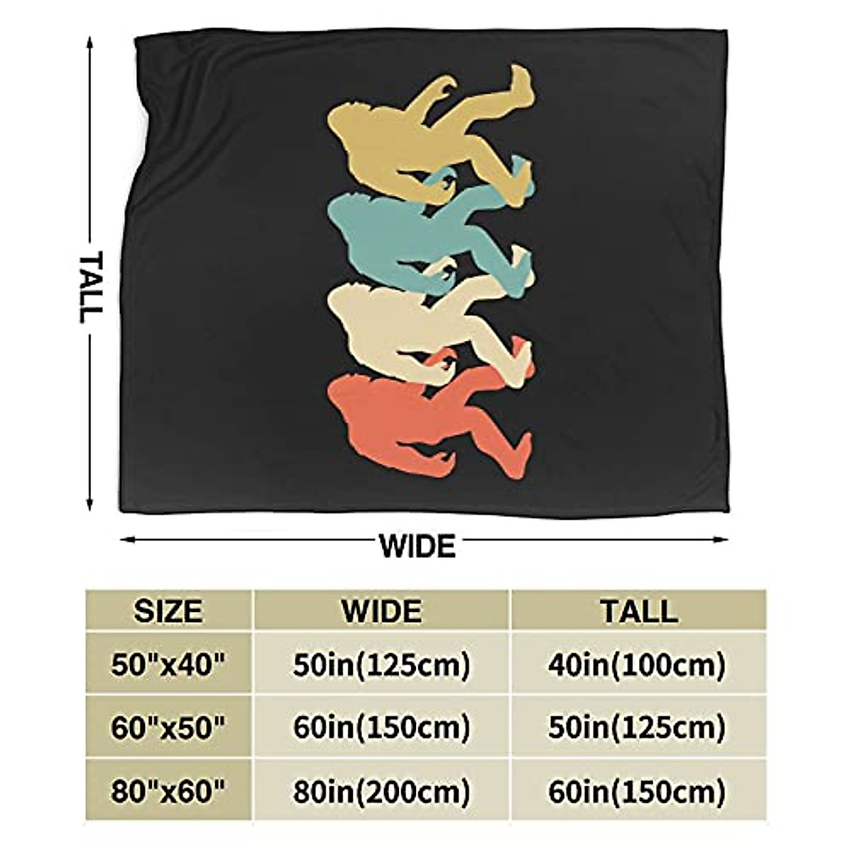 Bigfoot Flannel Fleece Throw Blankets for Bed Sofa Living Room Soft Blanket Warm Cozy Fluffy Throw Plush Blanket