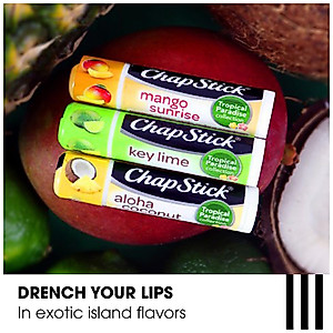 Chapstick Limited Edition Tropical Paradise Collection Aloha Coconut Flavored Skin Protectant Lip Balm Tube - Great for Moisturizing & Hydrating Chapped, Cracked, Dry Lips â€“ 0.15oz Each, 12 Sticks