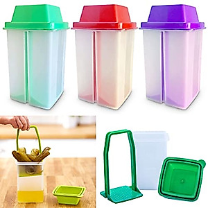 2 Pickle Storage Container Food Jar Holder Olive Jalapeno Keeper Strainer Lifter, Red