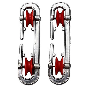 Motanar Plastic Aluminum Clothesline Separator Spreader Pulley for Long Clothesline and Heavy Loads (2, Silver)