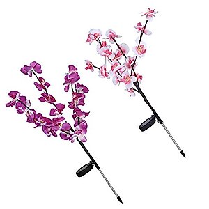 Crisist Solar Pathway Light, Beautiful Elegant Solar Power 2Pcs/Set Garden Light, for Home Outdoor