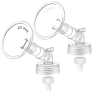 2X 22 mm Maymom Two-Piece Wide Neck Pump Parts Compatible with Spectra S1,Spectra S2 Pumps and 2 Valves; Incl Wide Mouth Flanges; Not Original Spectra Flange; (22mm Flange with Valve)