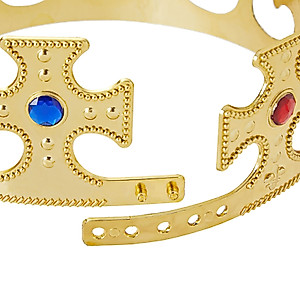 BLUE PANDA 4-Pieces King and Queen Crowns Set for Kids - Gold Crowns and Tiara for Royal Theme Birthday Party Costume Accessories and Photo Booth Props