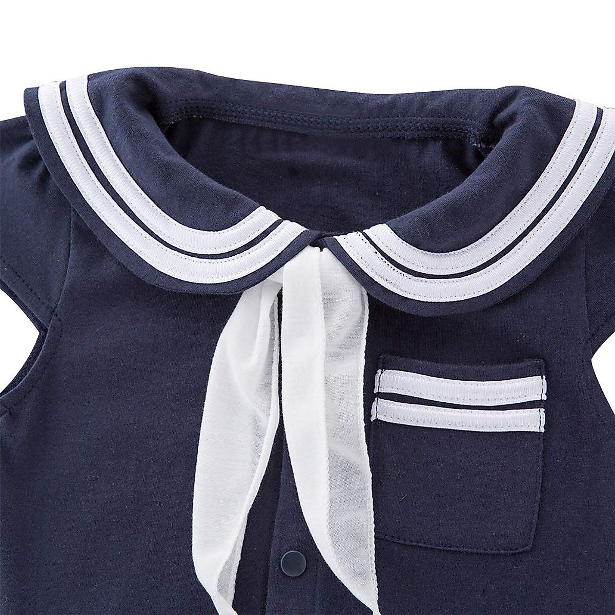 LXKIKMM Baby Girl Nautical Dress Sailor Suit Jumpsuit Romper with Hat, Navy 0-3 Months