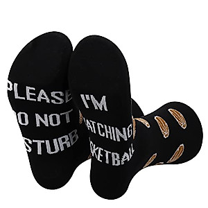 ZJXHPO Basketball Crew Sock Please Do Not Disture I'm Watching Basketball Novelty Sock For Basketball Lover Gift (Disture Basketball)