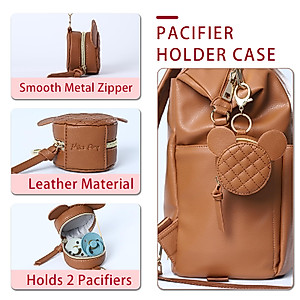 miss fong Leather Mini Diaper Bag Backpack, Small Mini Backpack Purse with Pacifier Holder Case