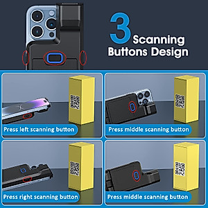 2D QR Bluetooth Barcode Scanner, Wireless Adjustable Back Clip Phone Bar Code Scanner for 1D 2D Data Matrix Code Reader, Work with iPhone, Android, iOS for Warehouse Library Book Inventory