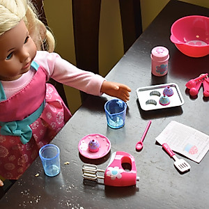 18 Inch Doll Baking Set of 23 Pcs. Fits American Girl Doll Furniture, Mini Doll Food Cookware Set | Doll Sized