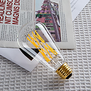 CREATE BRIGHT Vintage ST64 16W Dimmable Led Edison Bulbs 2700K Warm Light Bulbs Led Filament Light Bulbs for Chandeliers,E26 Base,4 Pack