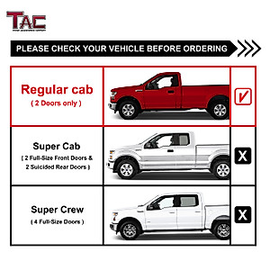 TAC 6.5” Running Boards Fit 2015-2024 Ford F150 Regular Cab | 2017-2024 Ford F250/F350/F450/F550 Super Duty Regular Cab Utility Black Rattler Steel Side Steps 2pcs