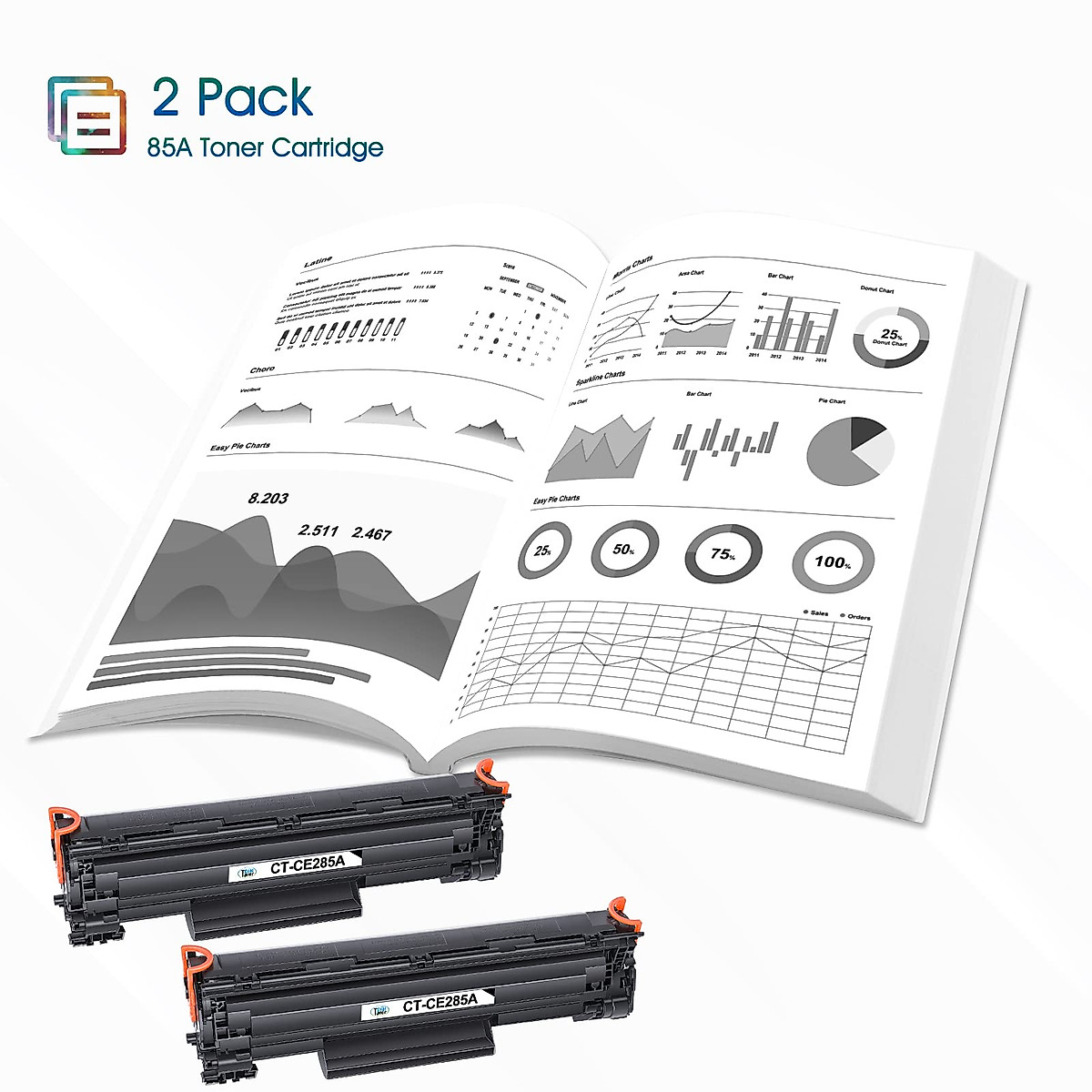 Cool Toner Compatible Toner Replacement for HP 85A CE285A Toner Cartridge for HP Pro P1102w M1212nf MFP P1102 P1109w M1217nfw Printer Ink Cartridge (Black, 2-Pack)