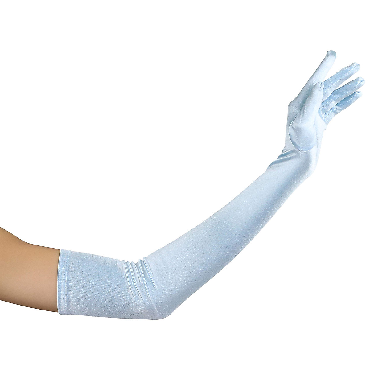 ToBeInStyle Women's Extra Long Opera Length Satin Gloves - Light Blue - One Size