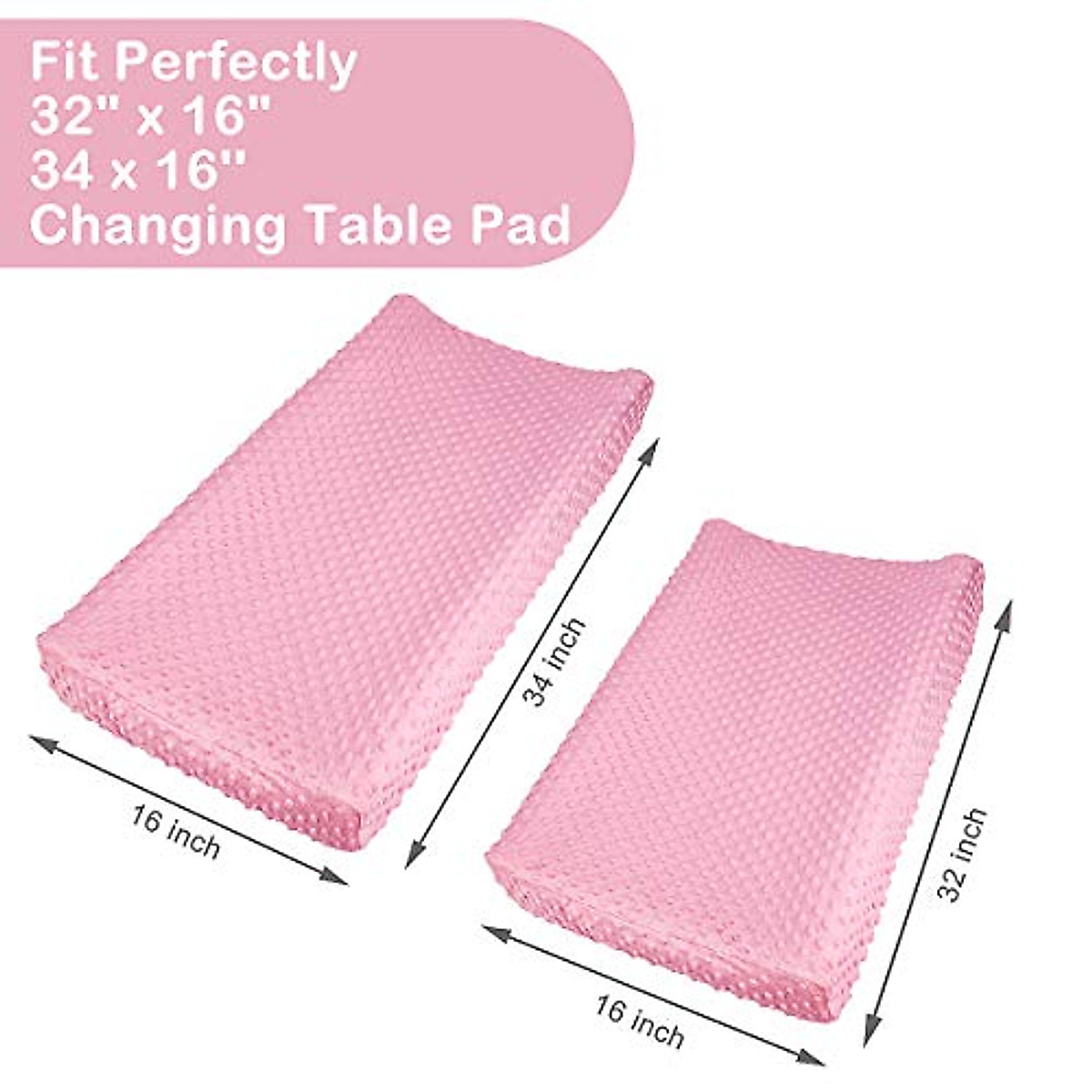 Nozaam - Baby Plush Minky Dot Changing Pad Cover - Ultra-Soft Stretchy Fitted Cover for Standard Nursery Changing Pad (Pink)