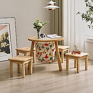 Aibiju Toddler Step Stool, Mini Table Desktop Shelf, Wooden Stool 11.5 * 11.5 * 10.6inch, Natural Wood Kitchen Step Stool, Small Short Stool for Kids and Adults, Natural Wood Color JPRF-1352