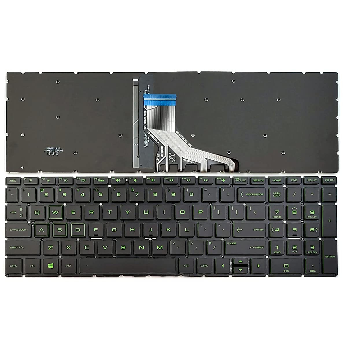 Laptop Replacement US Layout Green Backlit Keyboard for HP Pavilion Gaming 15-CX 15-CX0058WM 15-CX0100TX Black