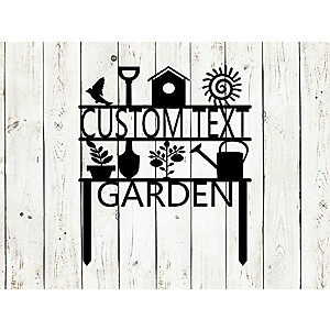Custom Garden Sign, Garden Sign, Personalized Garden Sign, Garden Stake (17" W x 14 1/2" H, Black)