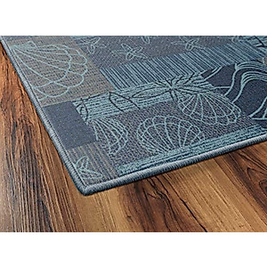 Brumlow MILLS Ocean Collage Sea Shell Print Area Rug for Living Room, Dining Room, Kitchen, Bedroom and Contemporary Home Décor, 30" x 46", Blue