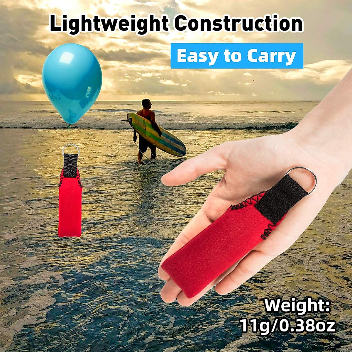 Floating Neoprene Keychain, Rectangle Buoyant Key Ring, Water Sports Keychain for Marine Boat, Fishing, Sailing, Surfing, Kayaking, Swimming, Diving, Water Sports Red