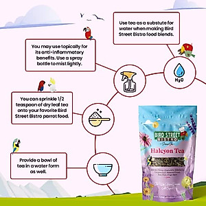 Bird Street Bistro Parrot Tea 3oz - Parakeet Food - Parrot Food & Cockatiel Food Vitamin Substitute - Bird Health Supplies - Bird Food Parrot Tea - Bird Food Topper