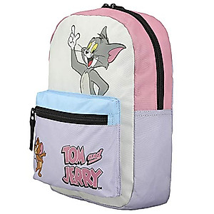 Tom & Jerry Classic Cartoon Characters Color Blacked Nylon Mini Backpack