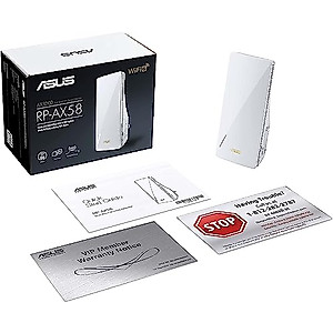ASUS RP-AX58 AX3000 Dual Band WiFi 6 (802.11ax) Range Extender, AiMesh Extender for Seamless mesh WiFi; Works with Any WiFi Router (White)
