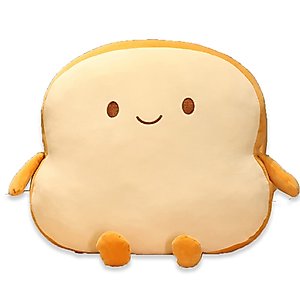 17“Toast Bread Pillow Funny Food Plush Toy Pillows Small Cute Stuffed Plush Toast Sofa Pillow for Kids Adults Gift Home Bed Room Decor (Toast Bread,Golden) …