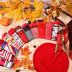 Shinymoon 24 Pcs Wool Beret Hat Bulk Winter Artist Beanie Beret Warm French Hat with Silky Neck Scarf for Women Girl Lady(Red, Elegant Style)