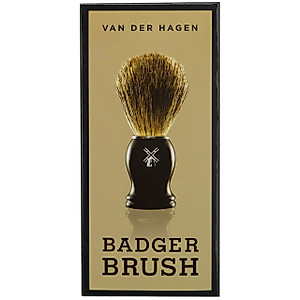 Van Der Hagen Badger Brush - Shave Brush Made from 100% Genuine Badger Hair, Exfoliates and Cleanses Skin