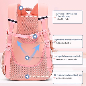 HANXIUCAO Backpacks for Girls Large Bookbags for Teens Girls Backpack for School Laptop Compartment Primary (Purple), 17.3x12.2x5.1 inch