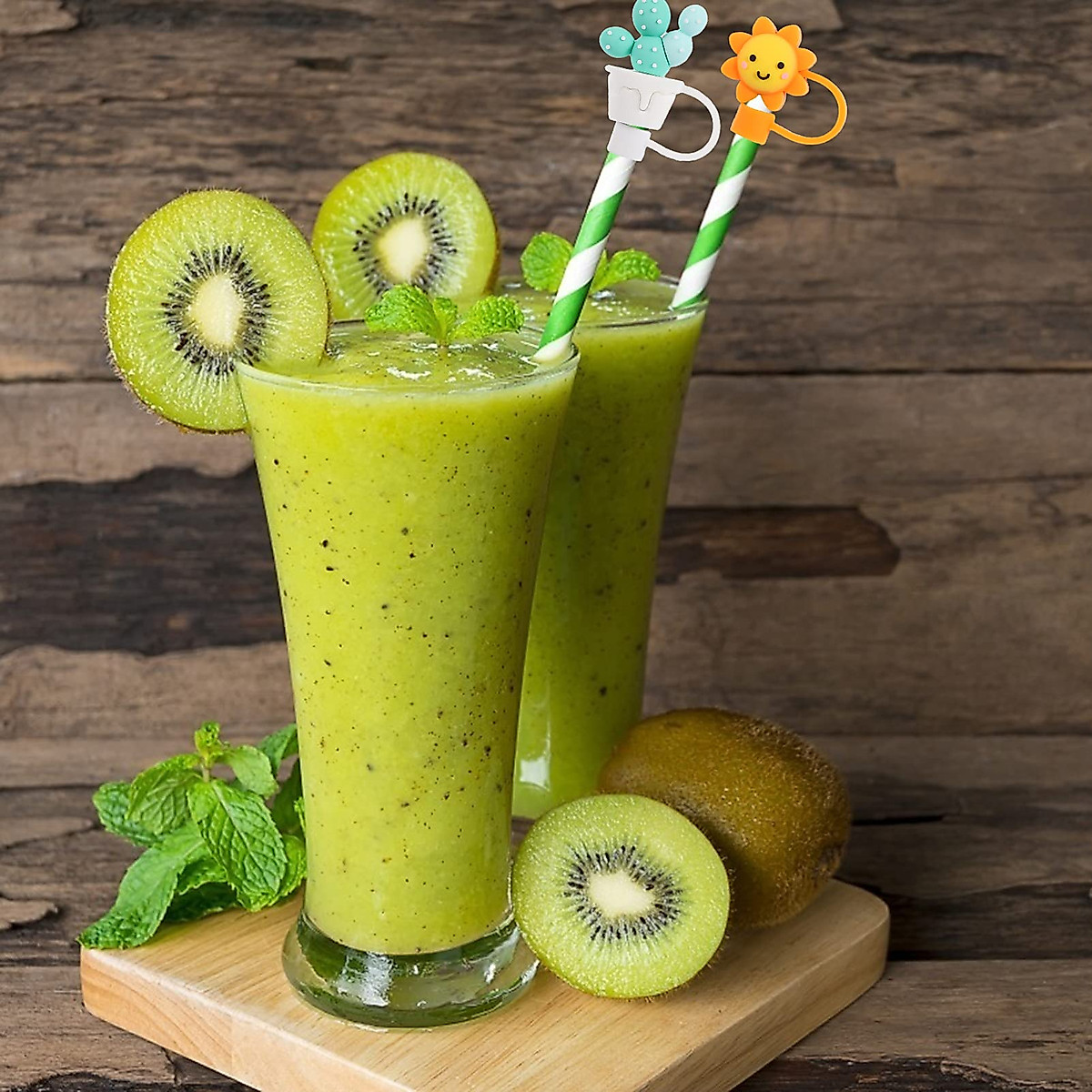 SEWACC 6 Pcs Straw Covers Silicone Straw Caps Reusable Drinking Straw Tips Lids Straw Toppers for Home Office