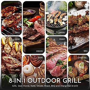 Portable Pellet Grill & Smoker - ASMOKE AS350 256 sq. Pellet Smoker w/Meat Probe, ASCA System™ Smoker Grill, Easy to Set Up & Clean Portable Smoker, Auto Temp Control 8-In-1 Wood Pellet Grill, Blue