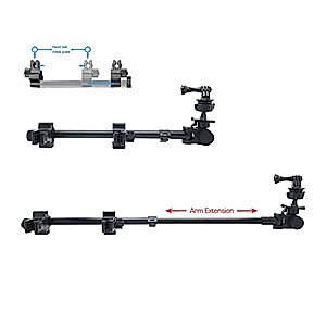 ChargerCity Dual Post Telescopic Headrest Mount for All GoPro Hero Session Sony Contour ROAM AKASO Yi 4K Action Cam Camera to Record Drifting Race Track Racing Video (Include Tripod Adapter & Wrench)