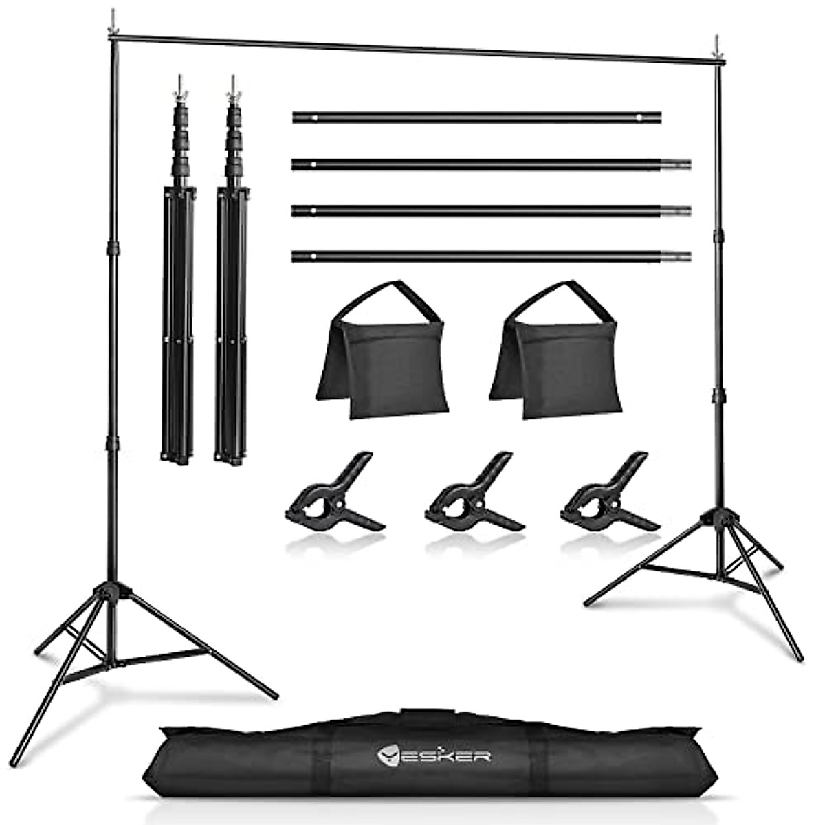Yesker Photo Video Studio 10ft Adjustable Backdrop Stand, Background Support System Kit with Carry Bag for Photography Studio Parties Wedding
