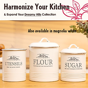 noonberry Black Canisters for Kitchen Counter, Set of 3 - Airtight Sugar and Flour Containers & Kitchen Utensil Holder, Rustic Farmhouse Canister Set for Kitchen Countertop