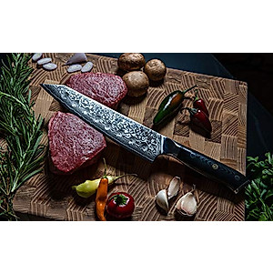 Oxford CHEF Kiritsuke Chef's Knife 8 Inch Damascus Japanese VG10 Super Steel 67 Layer High Carbon Stainless Steel