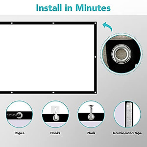 Projector Screen 100 inch, COI Outdoor Movie Screen 16:9 Foldable and Anti-Crease，Portable Projector Screen for Home Theater Outdoor Indoor Support Double Sided Projection