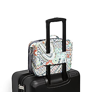 Vera Bradley Women's Cotton Grand Vanity Toiletry Makeup Organizer Case, Citrus Paisley - Recycled Cotton, One Size