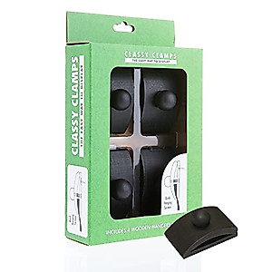 Classy Clamps Wooden Quilt Wall Hangers – 4 Large and 4 Small Clips (Black) and Screws for Wall Hangings - Tapestry Hangers/Quilt Hangers for Wall hangings - Quilt Clips/Wall Clips for Hanging