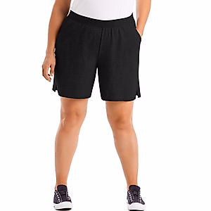 JUST MY SIZE Womens Cotton Jersey Pull-On Shorts, 3X, Black
